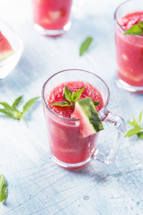 Cold Summer Drinks from Watermelon and Mint Leaves Stock Image - Image ...