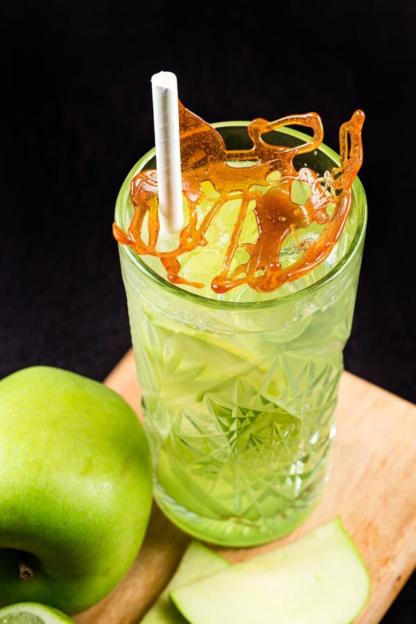 Cold Summer Lemonade with Apple, Apple Drink with Ice Cubes. Summer ...