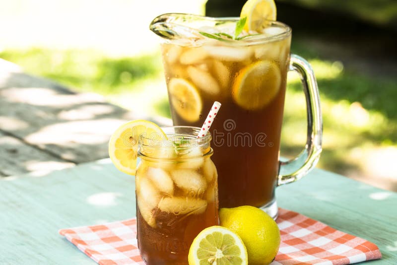 Cold Summertime Beverage Iced Tea with Lemon Stock Image - Image of ...