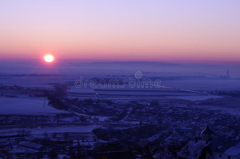 Cold sunset stock photo. Image of skyline, frost, nature - 29553114