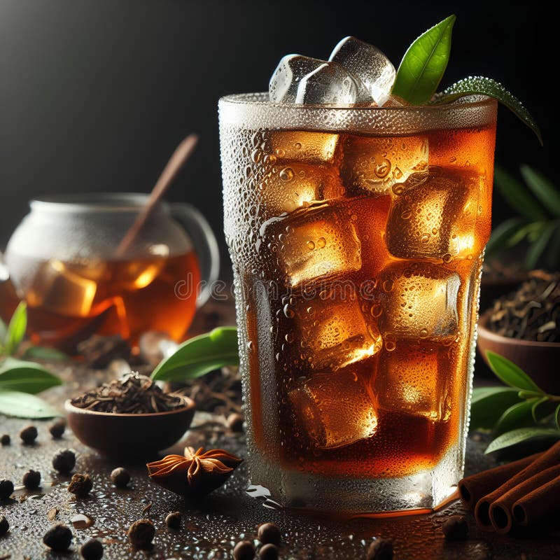 Cold Tea Glass with Large Drops of Condensation on Them on White ...