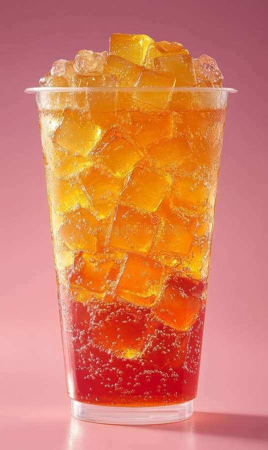 Cold Tea in a Plastic Cup, Isolated on a Pink Backdrop Stock Image ...