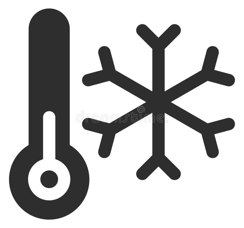 Cold Temperature Black Icon. Thermometer and Snowflake Symbols Stock ...