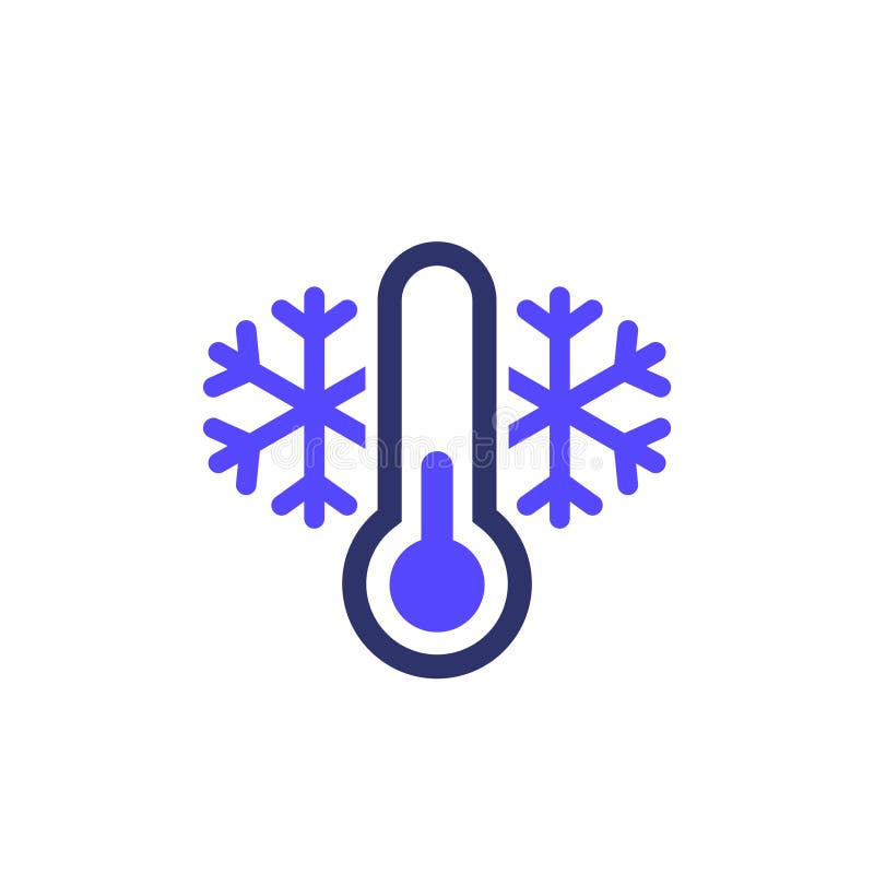Cold Temperature Icon with a Thermometer Stock Vector - Illustration of ...