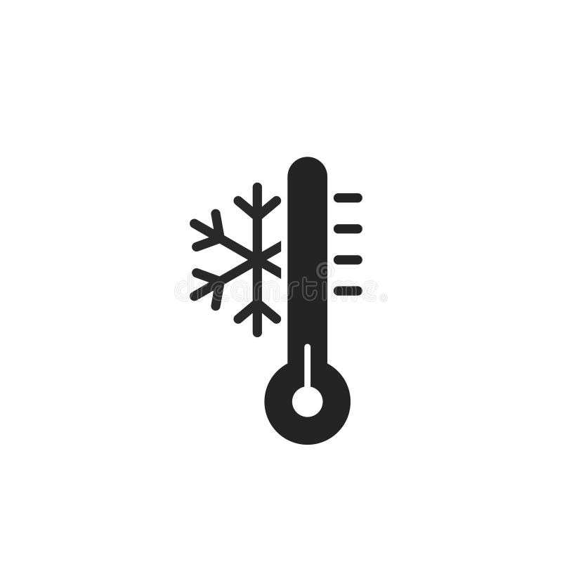 Cold Temperature Symbol in Simple Flat Design. Thermometer Icon Stock ...