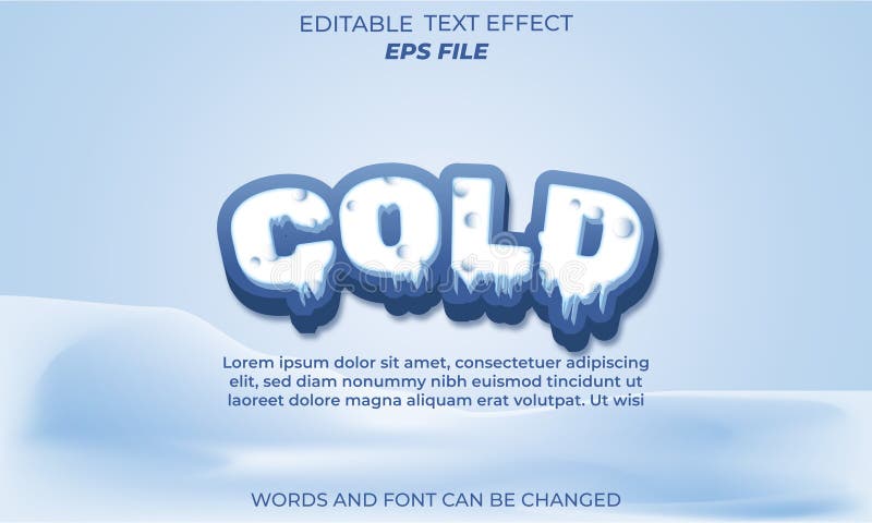 Cold Text Effect, Font Editable, Typography, 3d Text. Vector Template ...