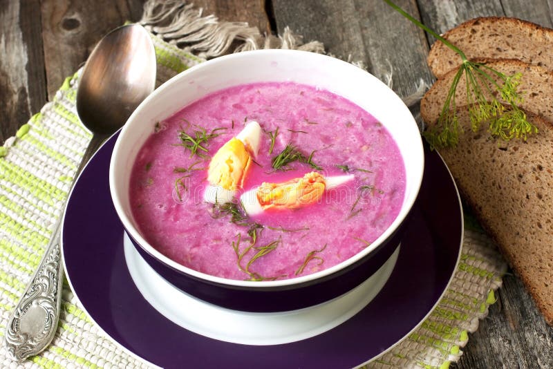 Cold Vegetable Soup with Beet, Cucumber and Sour Cream Stock Image ...