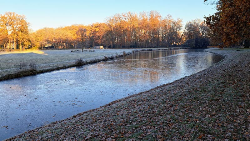 A Cold View with a Little Bit Ice Stock Photo - Image of autumn, plant ...