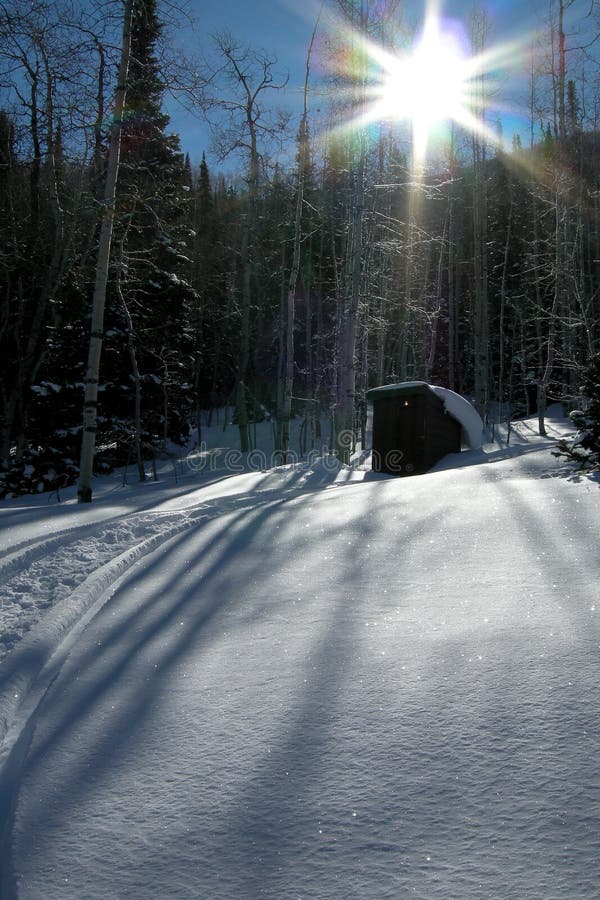 Cold Walk to the Outhouse stock image. Image of field - 29223535