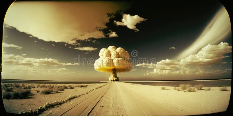 Cold War Nuclear Explosion, through a Pinhole Camera Stock Illustration ...
