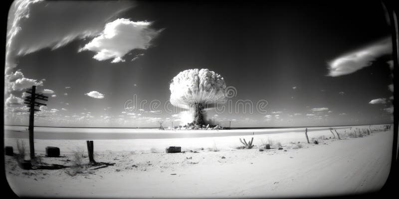 Cold War Nuclear Explosion, through a Pinhole Camera Stock Illustration ...