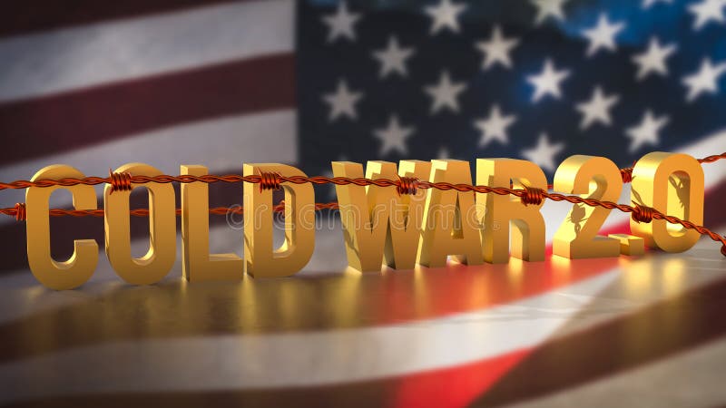 The Cold War 2.0 Text on USA Flag Background 3d Rendering Stock ...