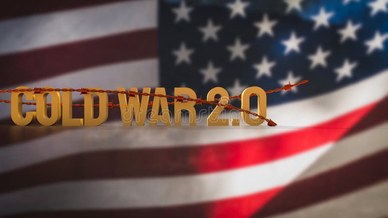 The Cold War 2.0 Text on USA Flag Background 3d Rendering Stock ...