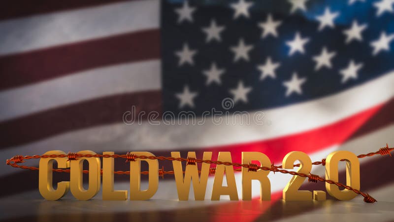 The Cold War 2.0 Text on USA Flag Background 3d Rendering Stock ...