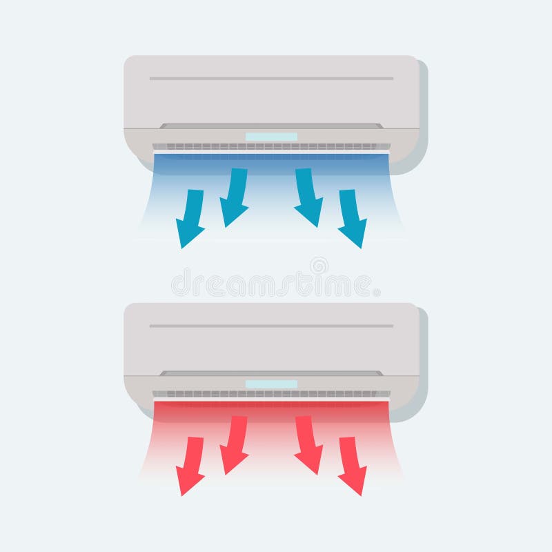 Cold and Warm Air Coming Out of the Air Conditioner Design Illustration ...