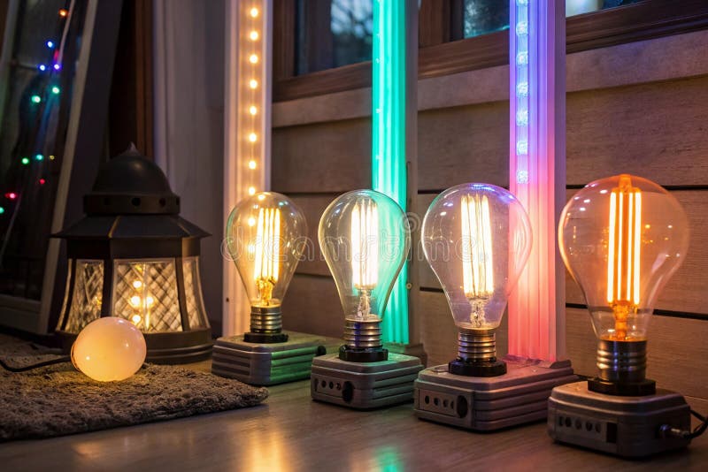 Cold and Warm, Neutral Neon Light Illumination Effects Stock ...