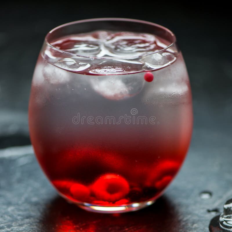 Cold Water Drink with Berries and Ice Stock Photo - Image of riped ...