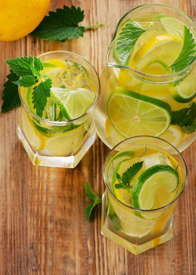 Cold Water with Fresh Lemon Stock Photo - Image of herb, refreshing ...