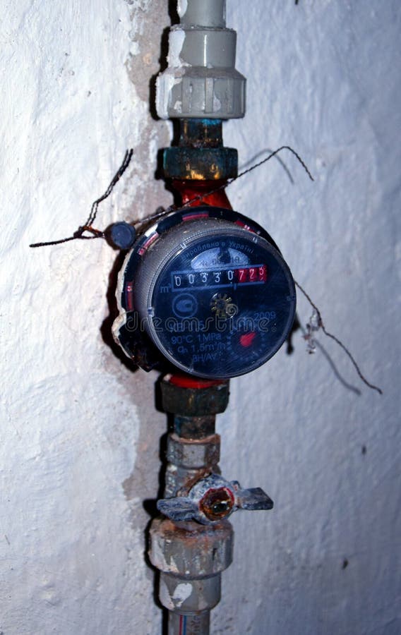 The Cold Water Meter is Mounted in the Basement Stock Photo - Image of ...