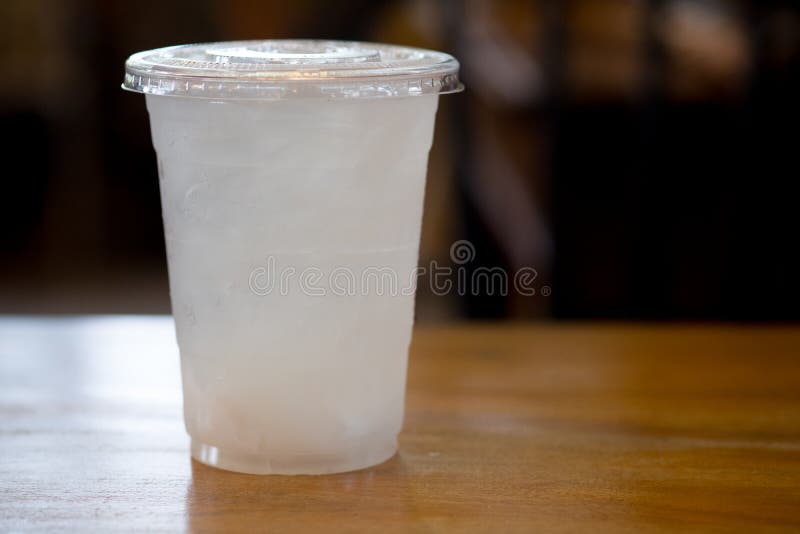 Cold Water in Plastic Clear Cup with Lid Stock Image - Image of clear ...