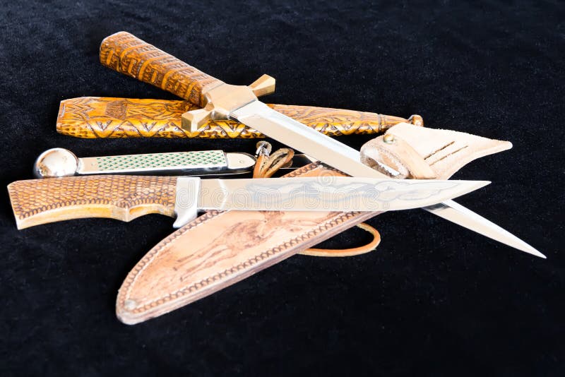 Cold Weapon on Black Background Stock Image - Image of jewels, metal ...