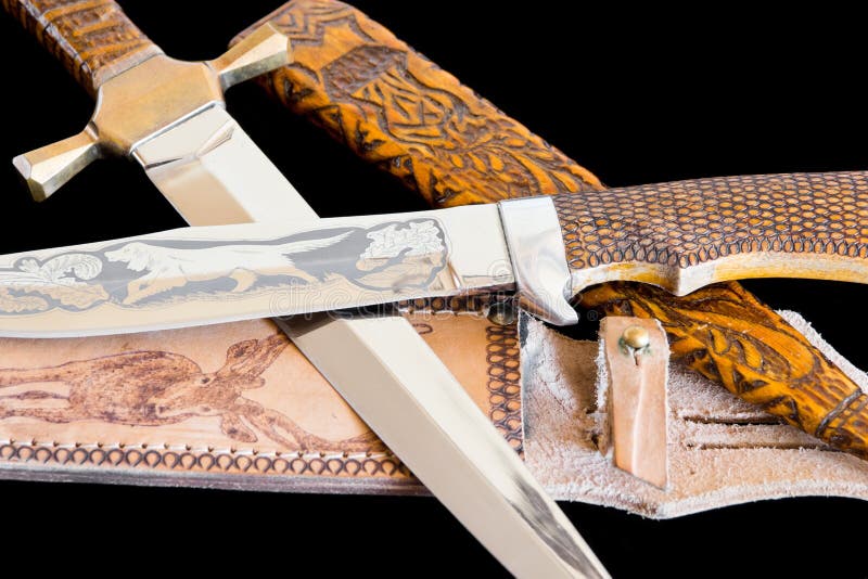 Cold Weapon on Black Background Stock Photo - Image of steel ...