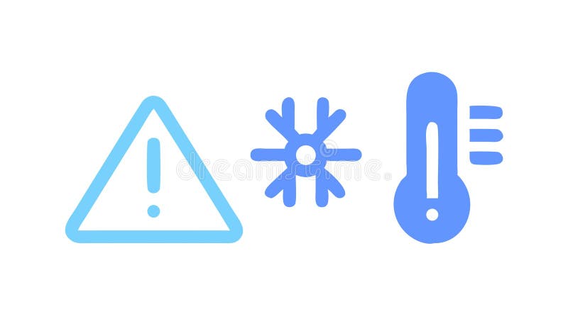 Cold Weather Warning Icons Snowflake Thermometer Alert UI Vector Design ...