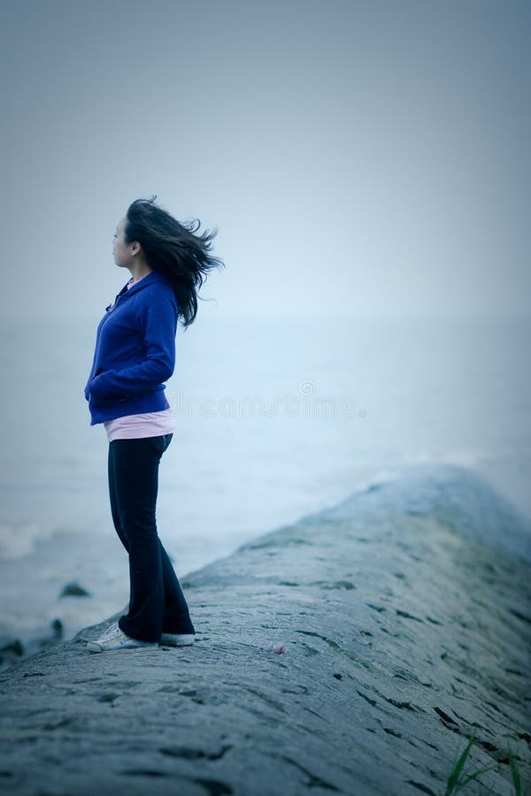 Cold wind stock image. Image of beach, ocean, caucasian - 9031991