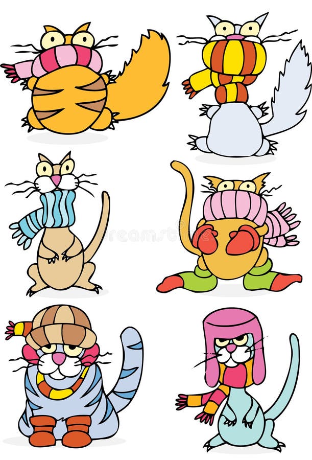 Cold Winter Cats stock vector. Illustration of christmas - 9314805