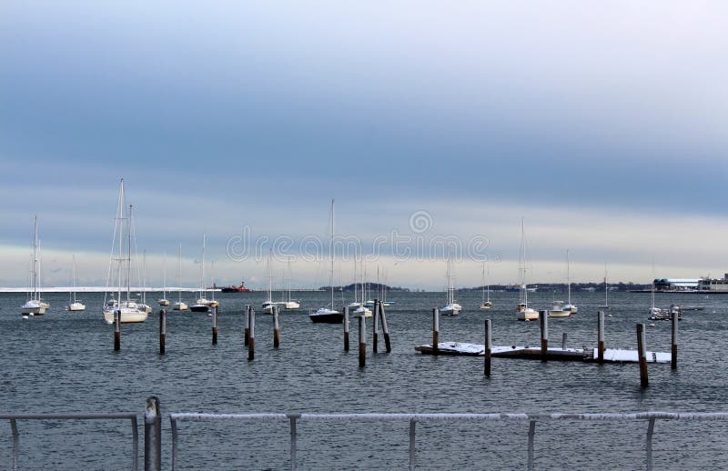 Snow Covered Nautical Buoys Stock Image - Image of snow, winter: 28424595