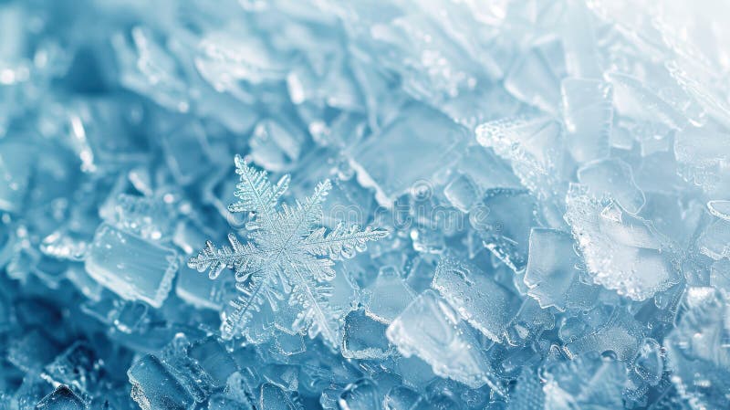 Frozen Ice with Snowflake on a Cold Winter Day, Highlighting Intricate ...