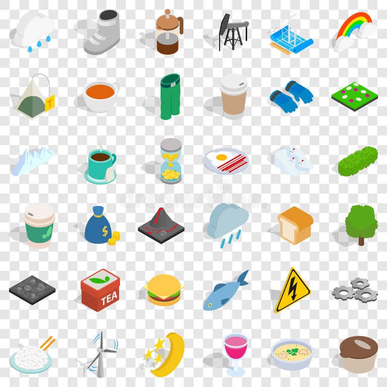 Cold Winter Icons Set, Isometric Style Stock Vector - Illustration of ...