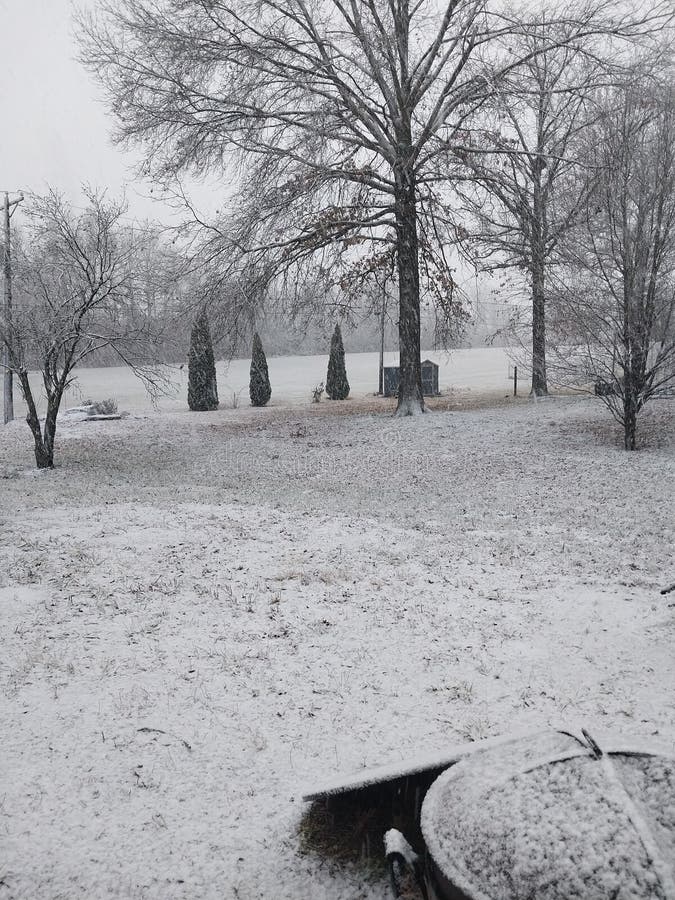 Cold Winter Snow on Fireplace and Yard Stock Photo - Image of winter ...