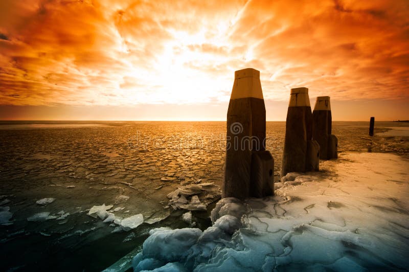 Cold winter sunset stock image. Image of rural, cold, season - 7160257