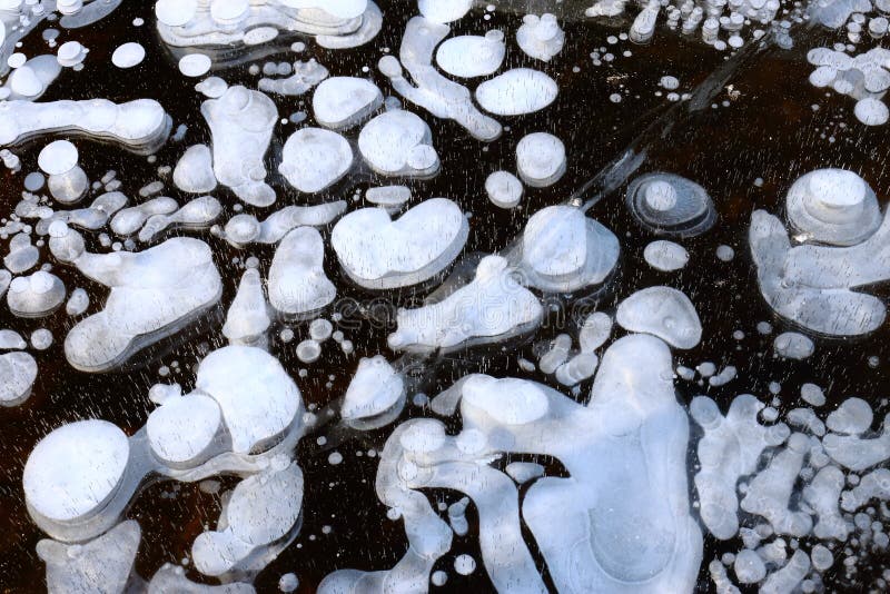 Cold Winter and Thick Ice on the River Stock Image - Image of milky ...