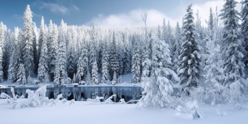 Cold Winters Landscape, Generative AI Stock Illustration - Illustration ...