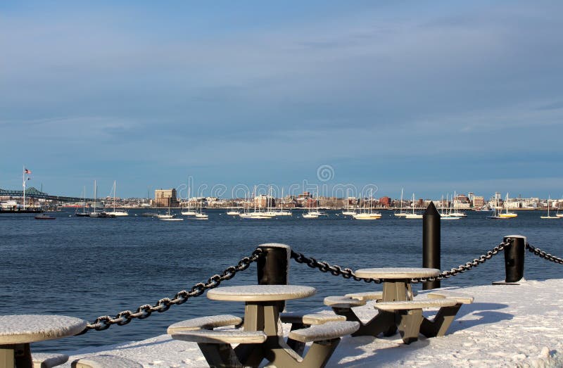 Cold Wintry Day on the Harbor Stock Image - Image of travel, weather ...