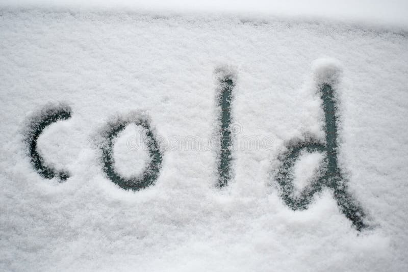 Cold, written in the snow stock image. Image of window - 12486821