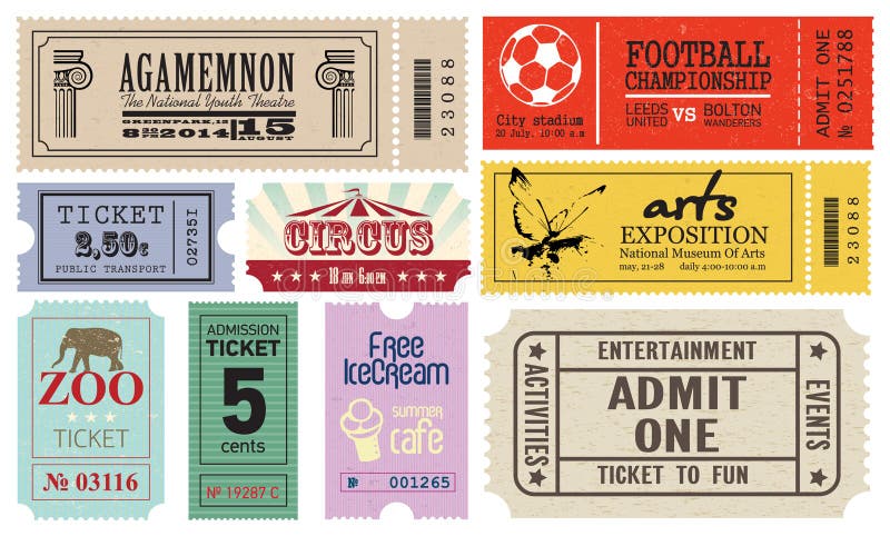 Coleção (ajuste) Dos Bilhetes Ilustração do Vetor - Ilustração de ...