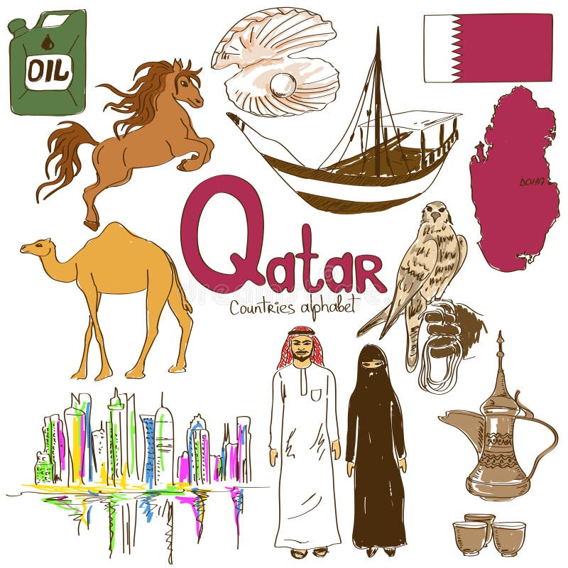 Coleção de ícones de Catar ilustração do vetor. Ilustração de escudo ...