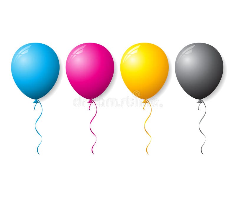 Coleção De CMYK De Balões Da Cor Ilustração Stock - Ilustração de fita ...