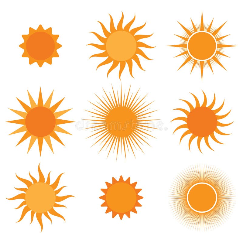 Coleção Do Vetor: ícones Do Sol Ilustração do Vetor - Ilustração de ...