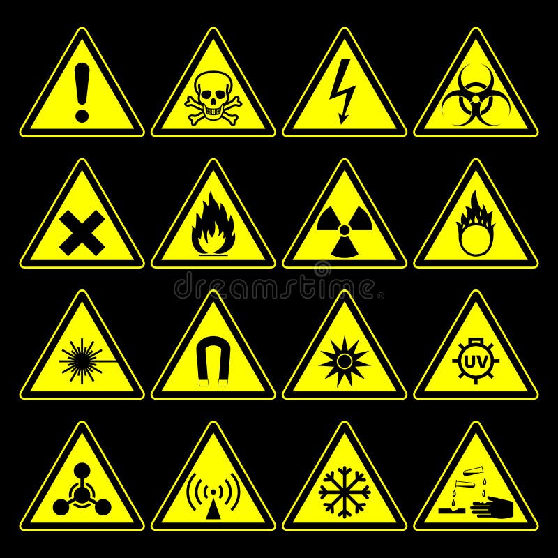 Coleção Dos Símbolos E Dos Sinais Do Perigo Ilustração do Vetor ...
