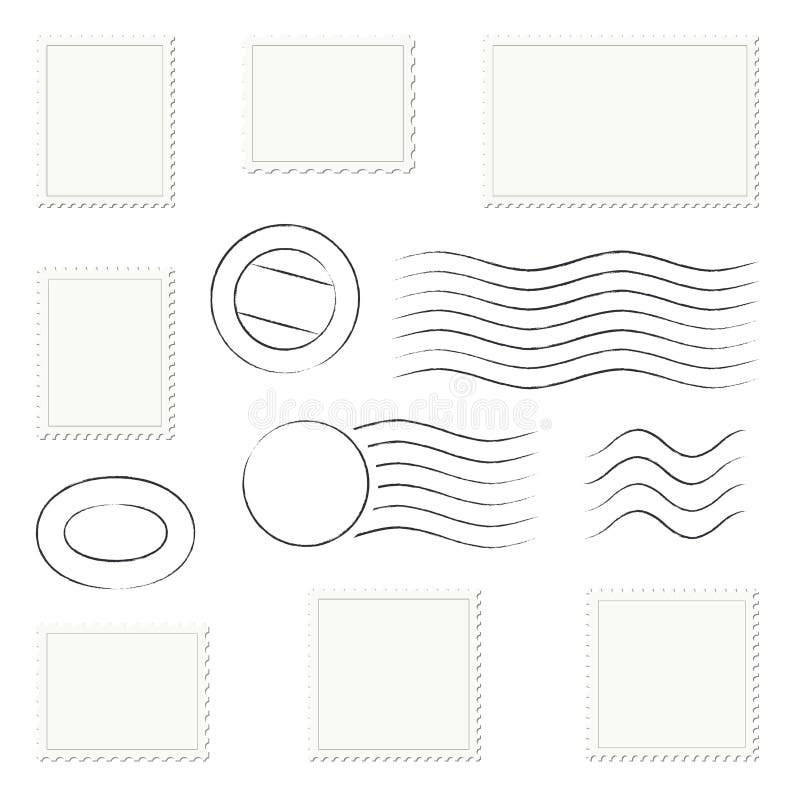 Coleção Dos Selos Postais E Do Selo De Letra Ilustração Stock ...