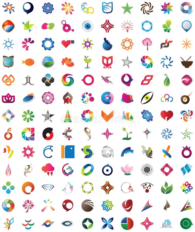 48 Símbolos Na Moda Abstratos Diferentes Ilustração do Vetor ...