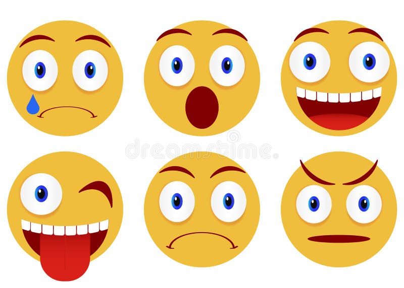Collection of Smiley Faces. Emoticon, Emoji Icons on White Background ...