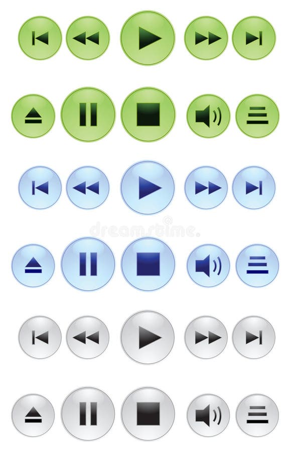 Colección De Botones Para Los Mediaplayers Ilustración del Vector ...