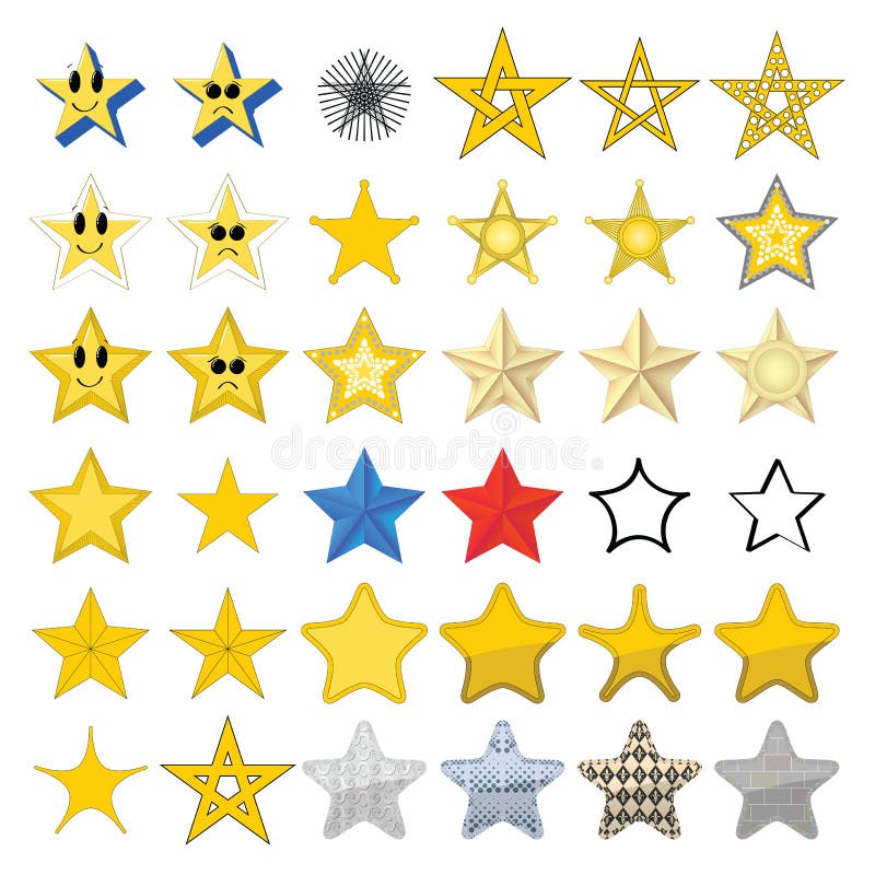 Sistema Del Vector De Emoticons De La Estrella Colecci?n De Estrellas ...