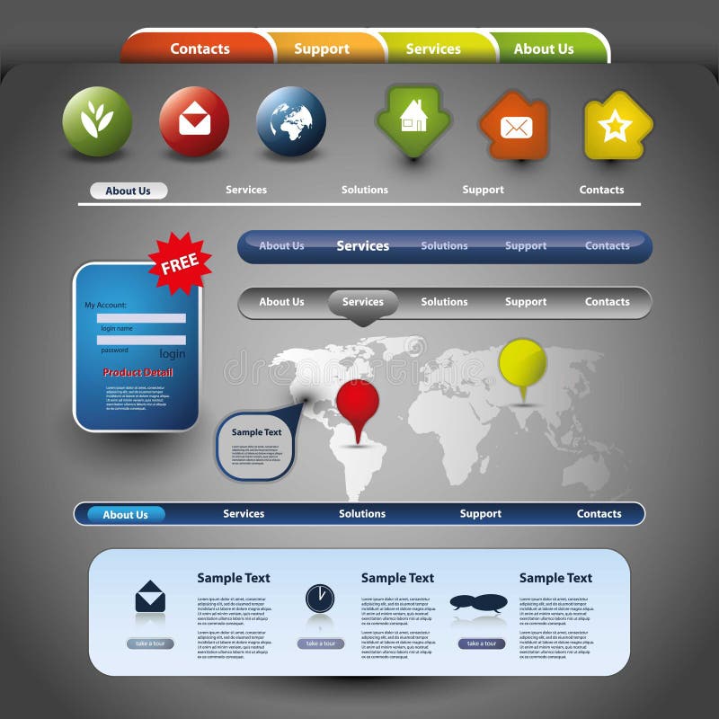 Colección De Elementos Del Web Site Ilustración del Vector ...