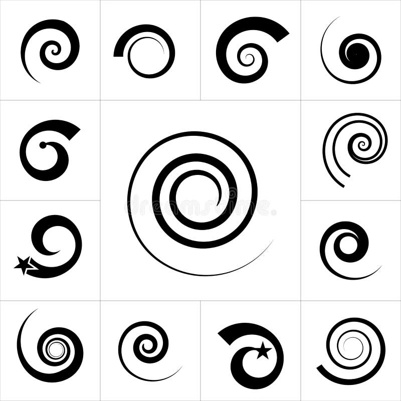 Colección De Elementos Espirales Abstractos Del Vector Ilustración del ...